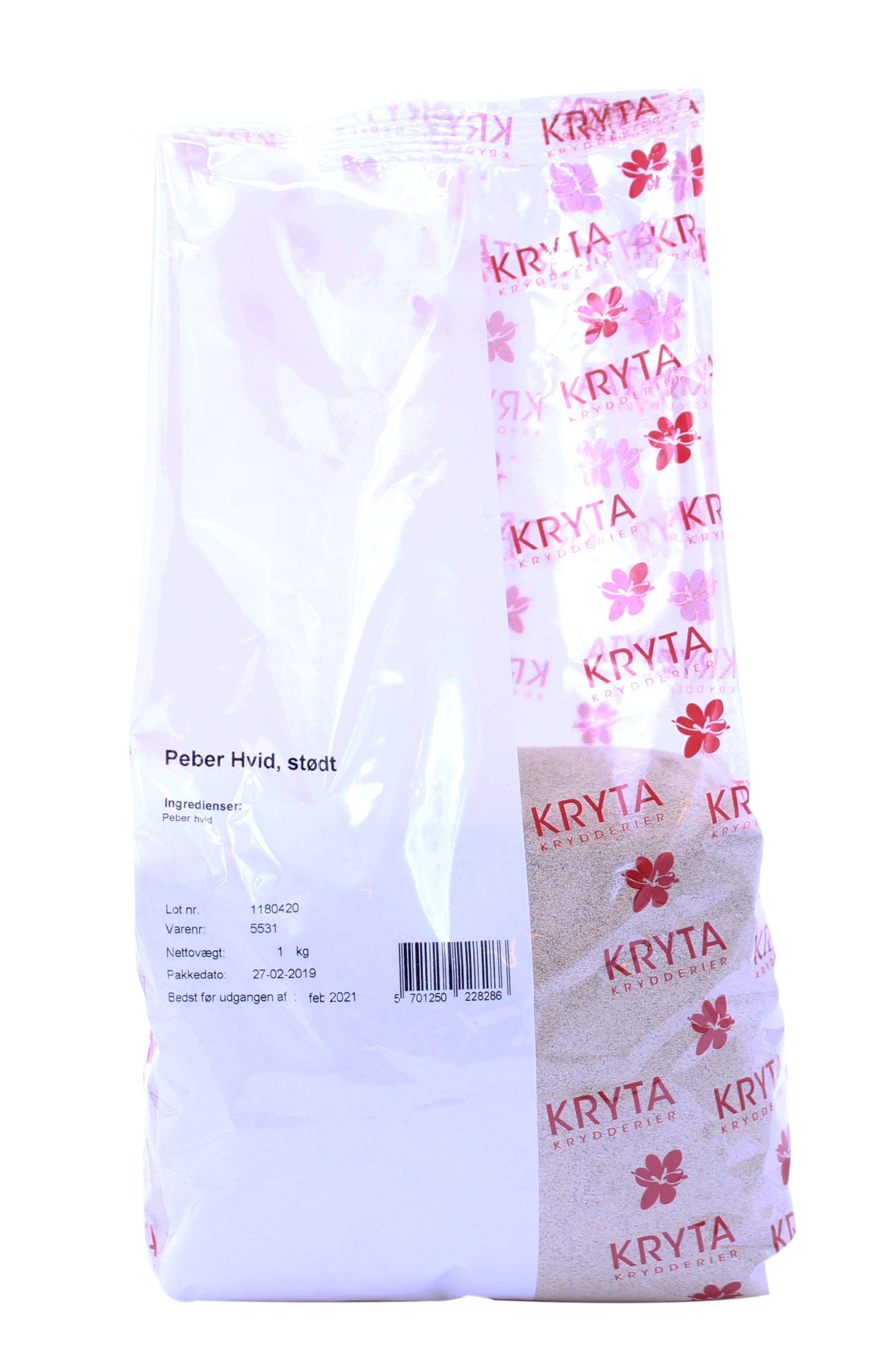 Peber hvid stødt 1 kg. pose - Krydderier i pose - Kryta A/S - en verden ... Peber hvid stødt 1 kg. pose - Krydderier i pose - Kryta A/S - en verden ...